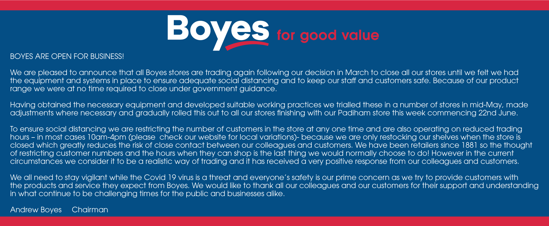BOYES - For Good Value!